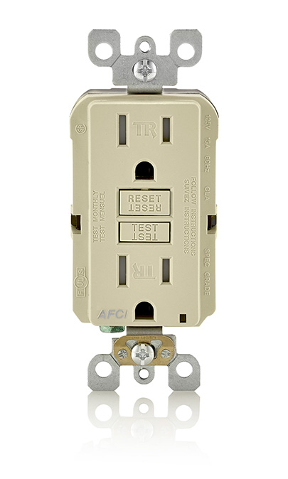 Leviton® AFTR1-KI Duplex Tamper Resistant AFCI Receptacle With White ...
