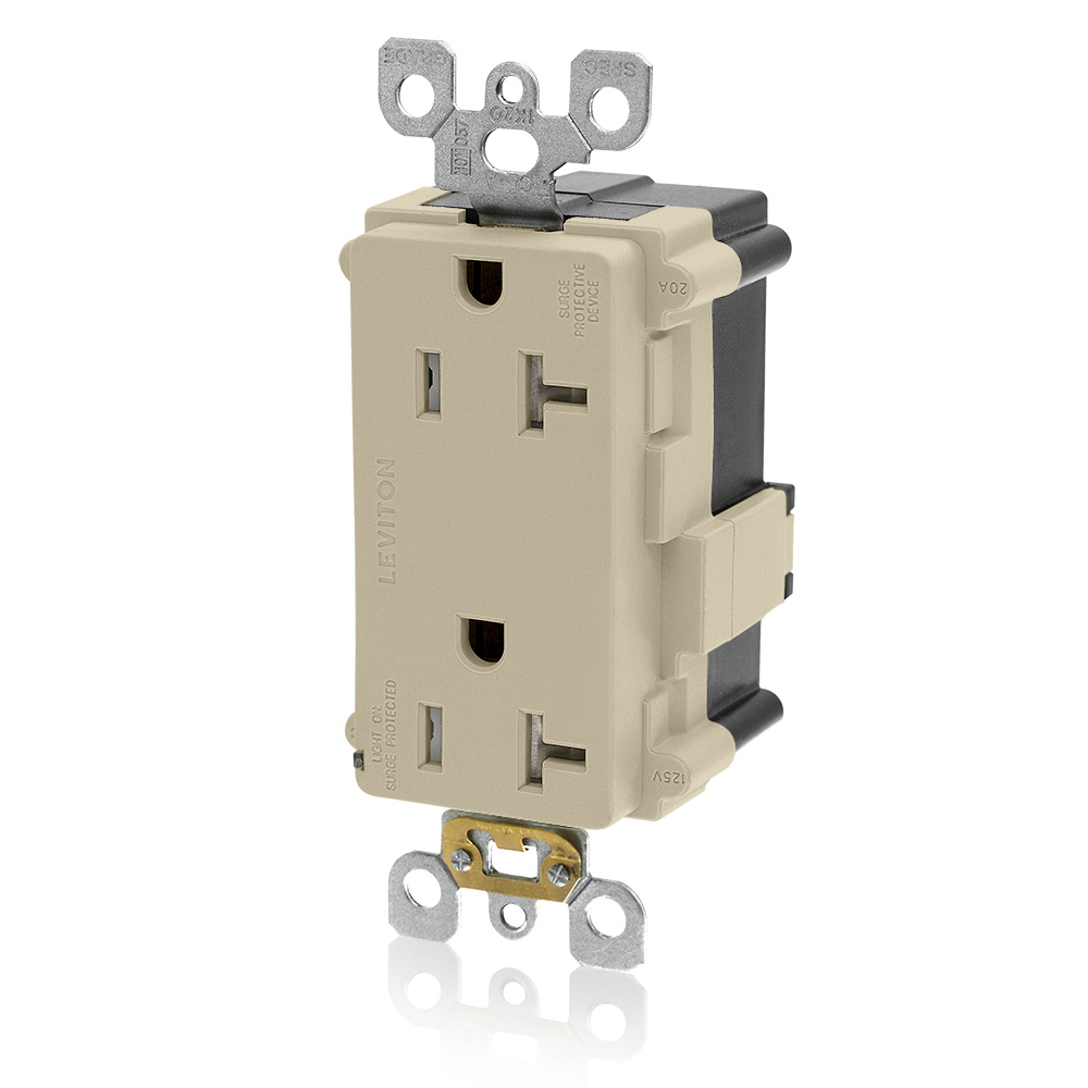 Leviton® Lev-Lok® MT538-I Self Grounding Tamper Resistant Surge ...