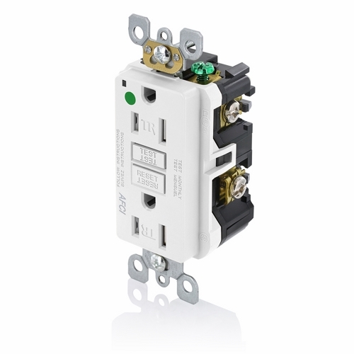 Leviton® AFTR1-HGW Tamper Resistant AFCI Receptacle With White Test ...