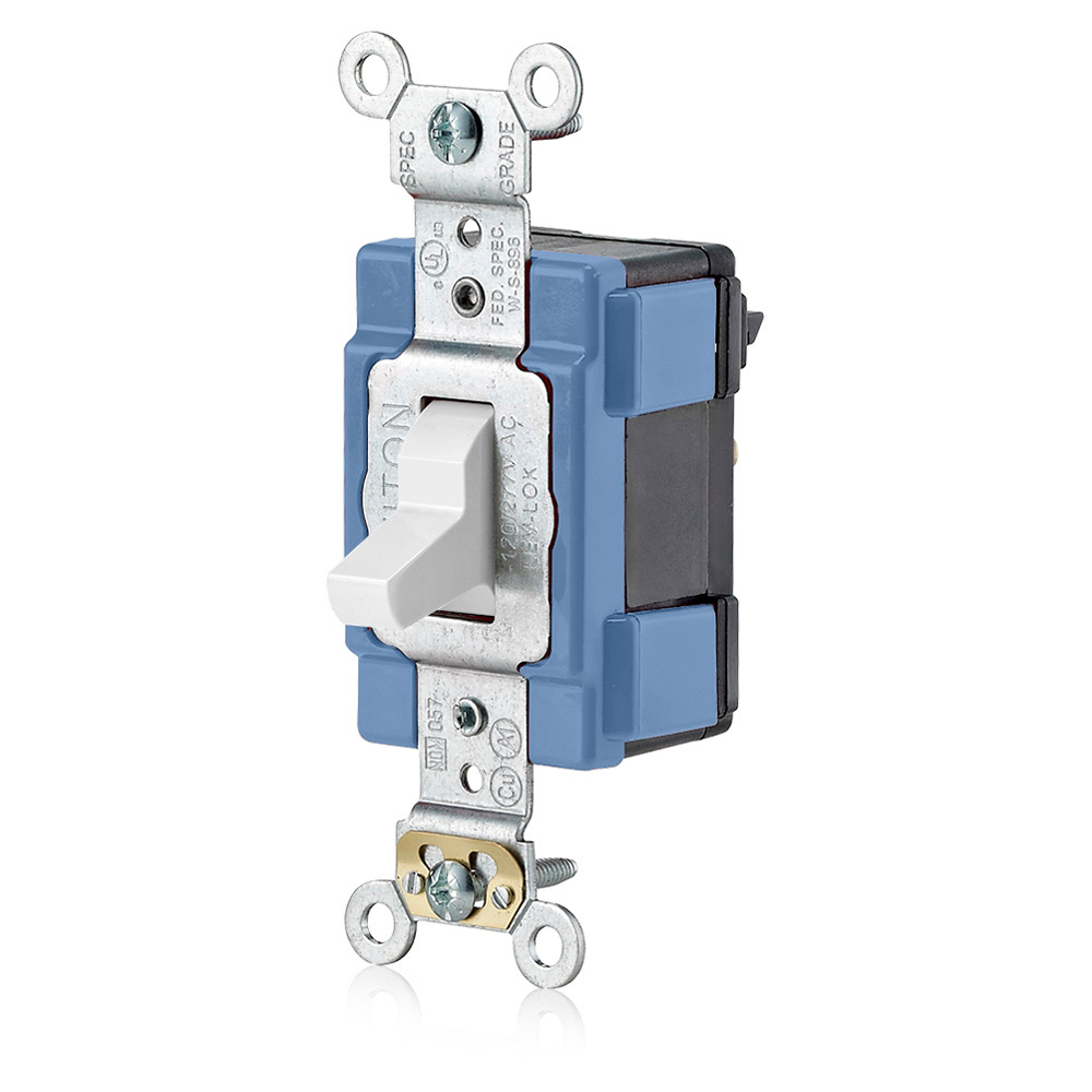Leviton® Lev-Lok® M1203-LHW 3-Way Illuminated Modular Toggle Switch ...