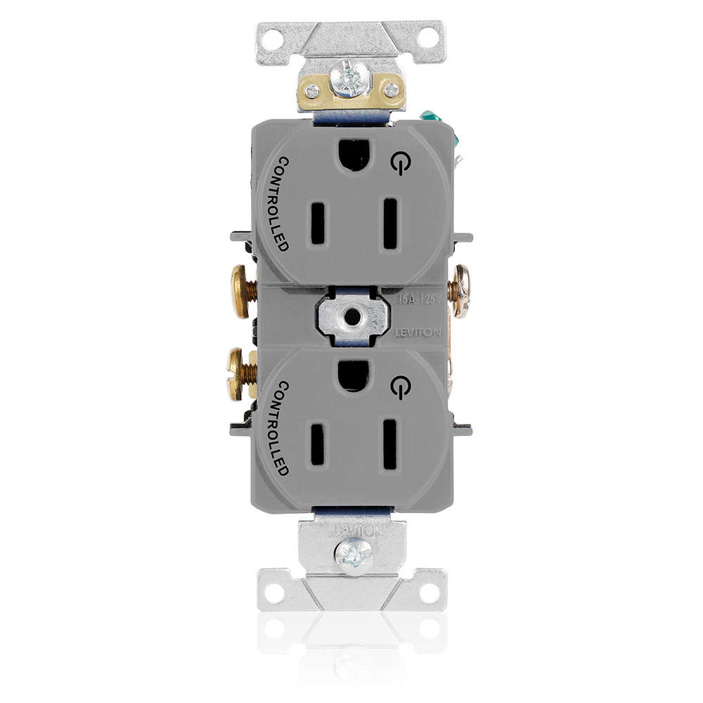 Leviton® 5262-S2G Heavy Duty Narrow Body Straight Blade Duplex ...