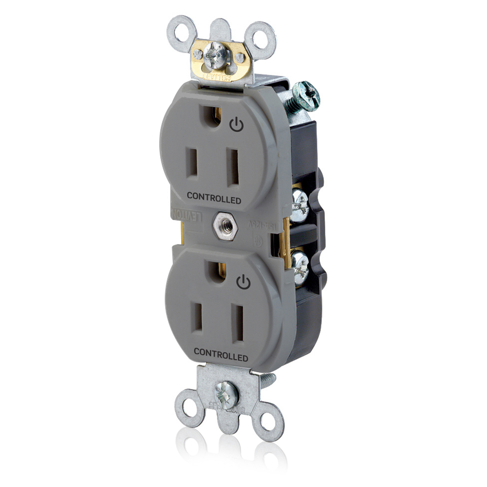 Leviton® 5262-S2G Heavy Duty Narrow Body Straight Blade Duplex ...