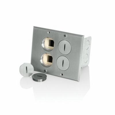 Leviton® 35349-TLN Tamper Resistant Floor Box Assembly, Nylon, 2 Gangs ...
