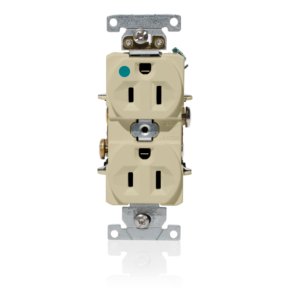 Leviton® C8200-I C8200 Duplex Heavy Duty Indented Face Self-Grounding ...