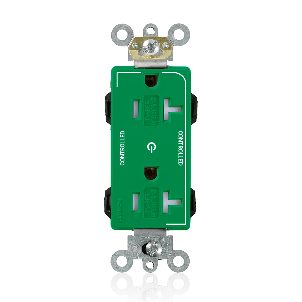 Leviton® Decora® Plus Lev-Lok® MT163-2GN Duplex Heavy Duty Self ...