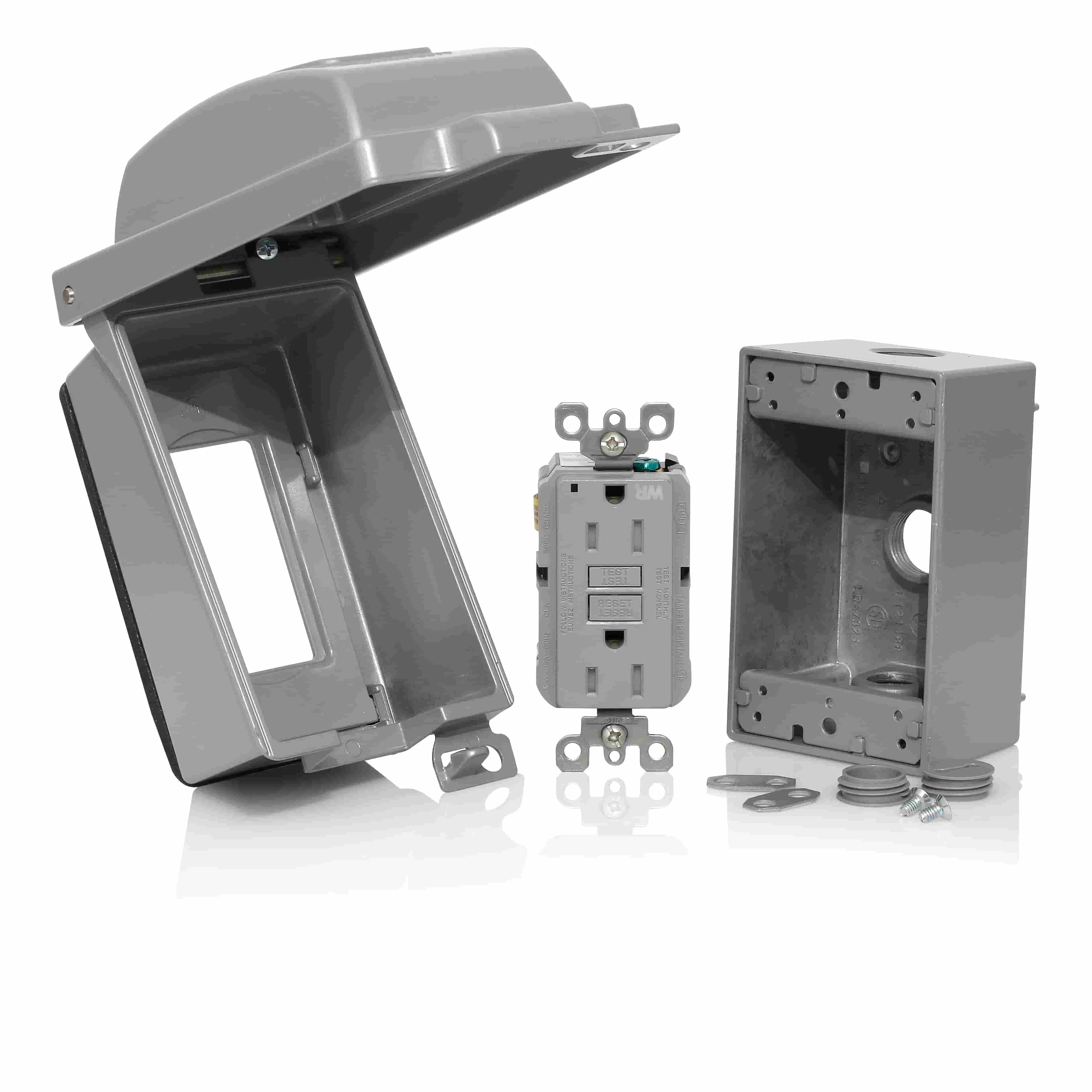 Leviton® IUM1V-KBG Box and Weatherproof Kit Assembly, 2 Gangs, For Use ...