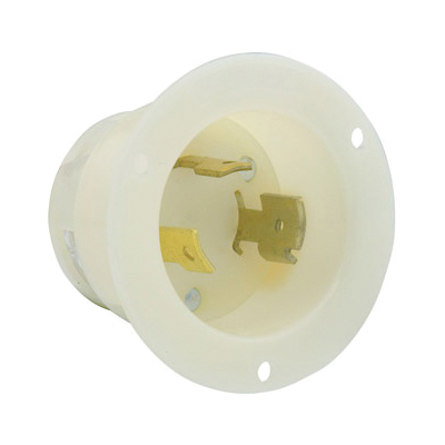 Leviton® 2655 Grounding Receptacle Locking Flanged Inlet, 600 VAC, 30 A ...
