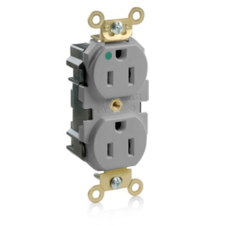 Leviton® Lev-Lok® MRI15-GY 1-Phase Duplex Self-Grounding Straight Blade ...
