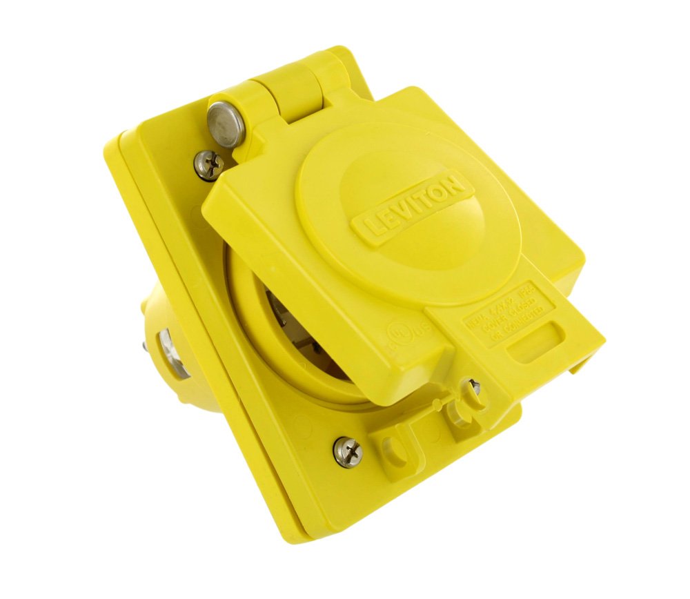 Leviton® Wetguard® 66W10 Grounding Non-NEMA Single Locking Inlet With ...