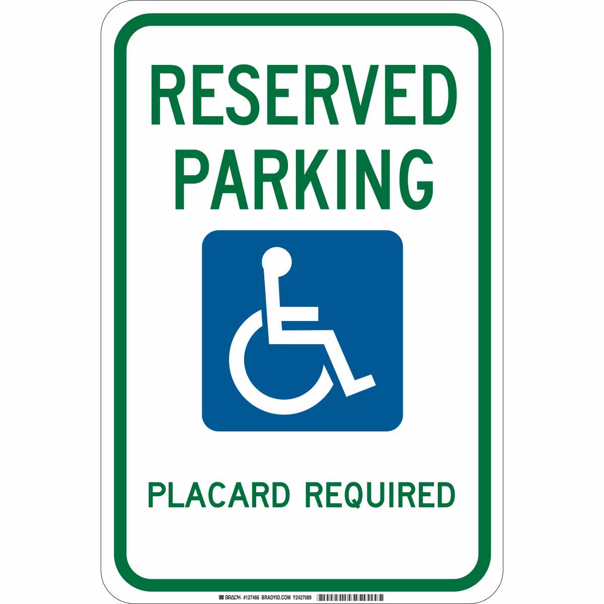 Brady® 127464 Rectangular Handicapped Parking Sign, Symbol/Text, B-555 ...
