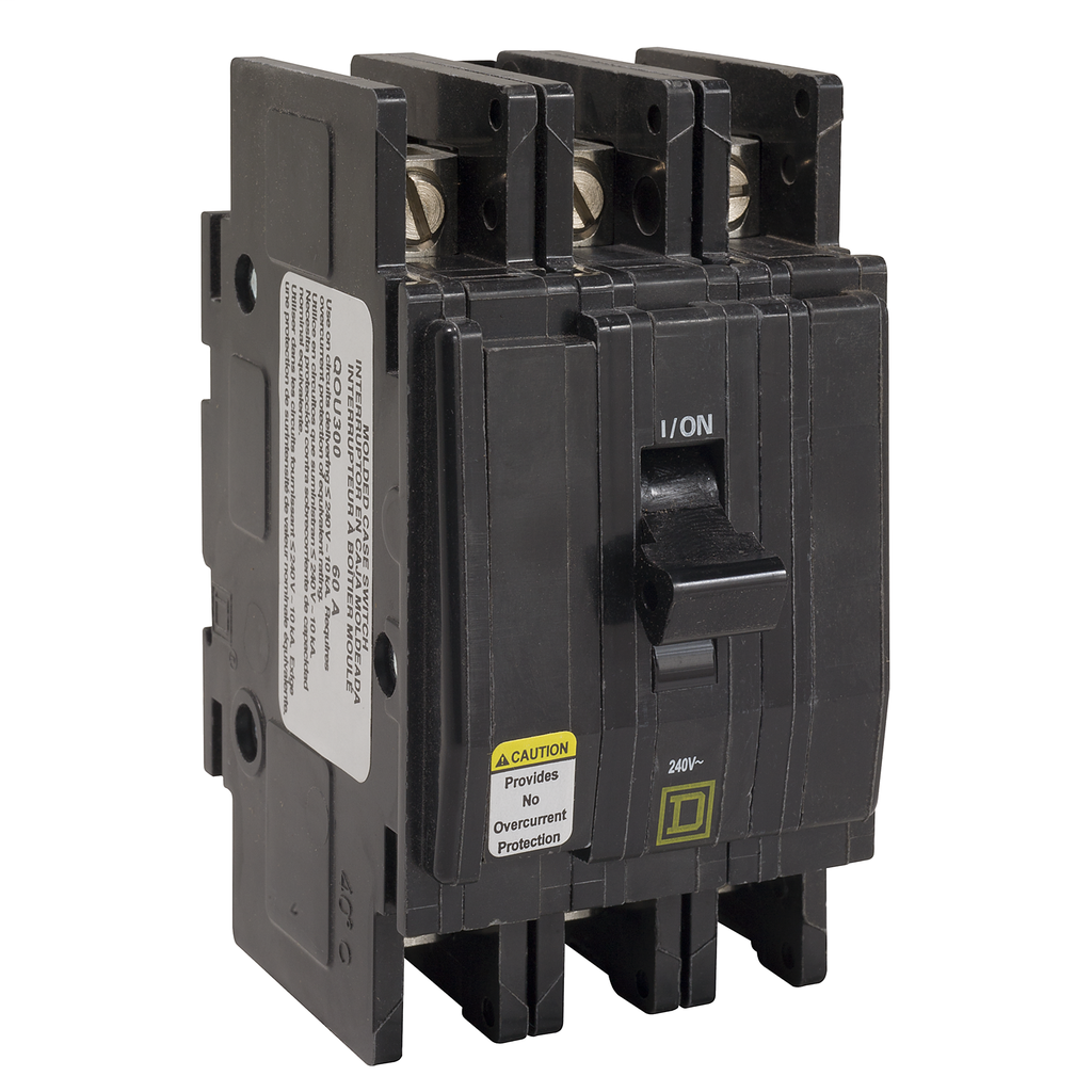 Square D™ QOU360 Miniature Circuit Breaker, 240 VAC/48 VDC, 60 A, 10 kA ...