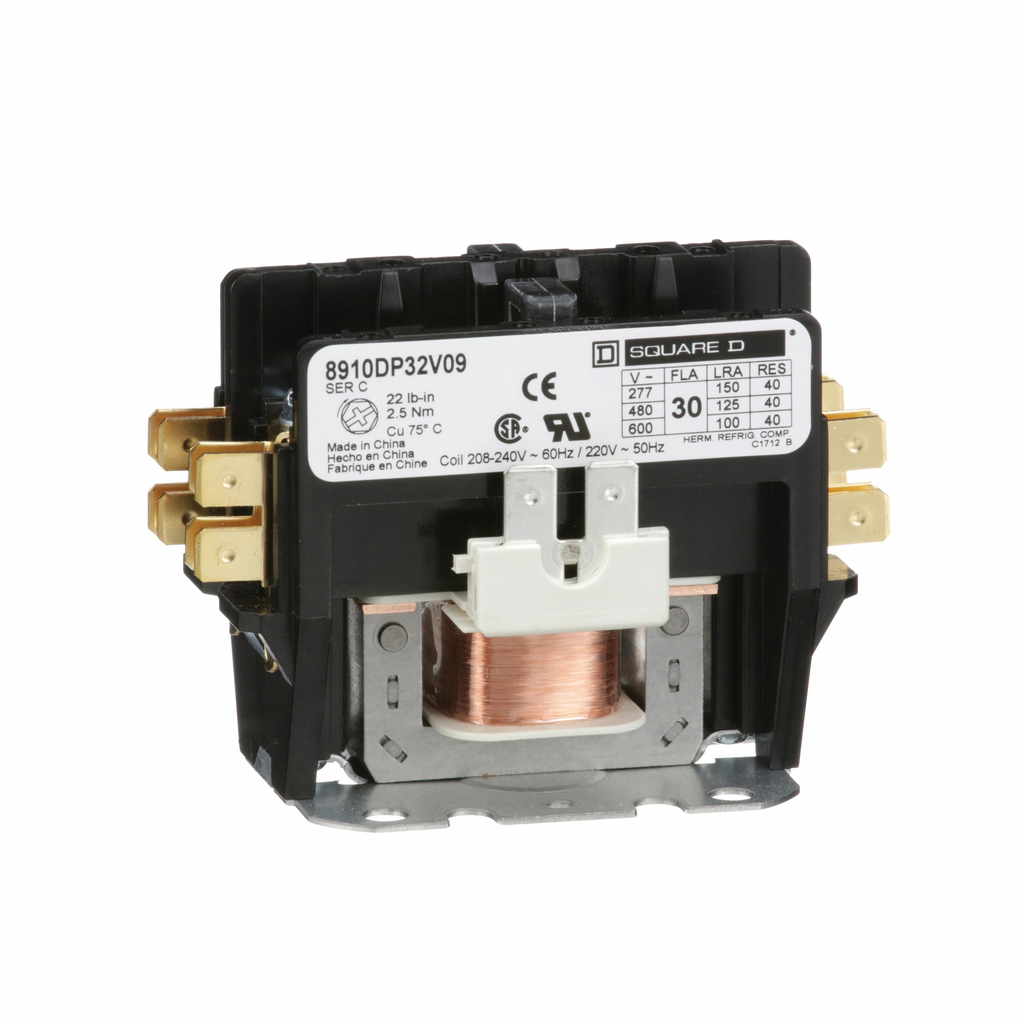 Square D™ 8910DP Electro-Mechanical Definite Purpose Contactor, 208/240 ...