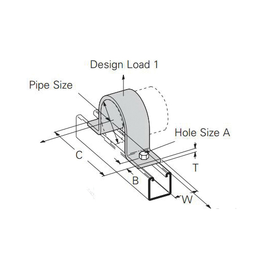 B-Line B2400-21/2SS4 B2400 Standard Pipe Clamp, 2-1/2 in, 1/4 in Thk ...