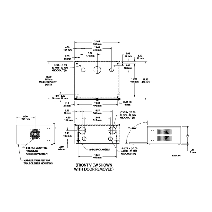 nVent HOFFMAN DVR4U DWS1:DACCY Security DVR/Rack Equipment Cabinet, 9.45 in L x 21.65 in W x 18. ...