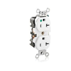 Leviton® 8300-W Duplex Extra Heavy Duty Self-Grounding Straight Blade ...