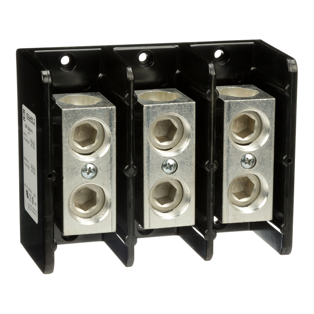Square D™ TeSys™ Power Distribution Block, 600 VAC, 420 A, 3 Poles, 4 ...