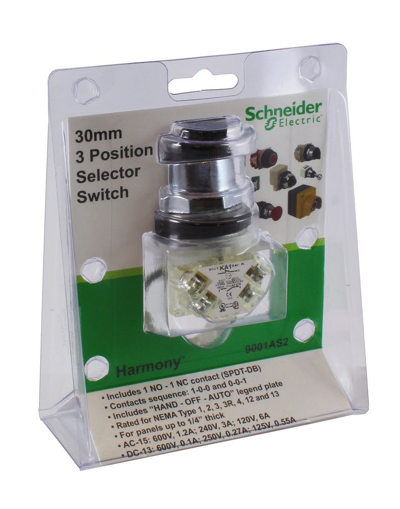 Schneider Electric 9001AS2 Harmony™ 9001K Non-Illuminated Selector ...