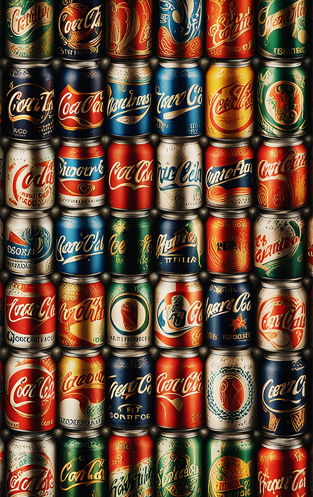 Sticker de Latas de refresco y cerveza apiladas para tarjeta