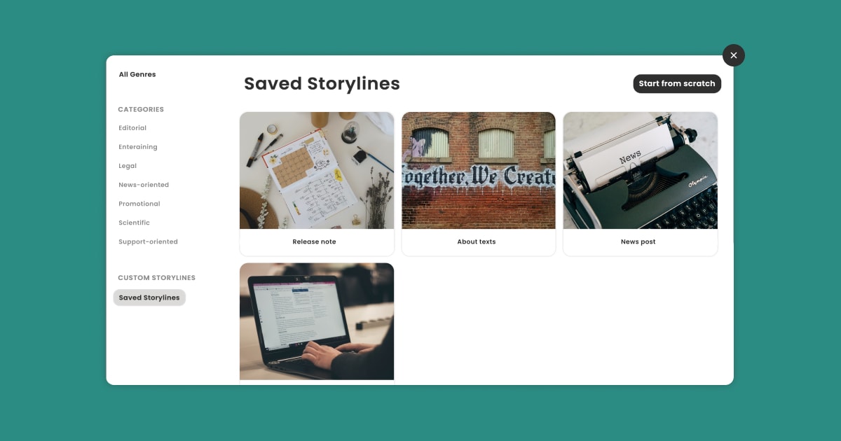 Save your Storylines as templates - Storyliner