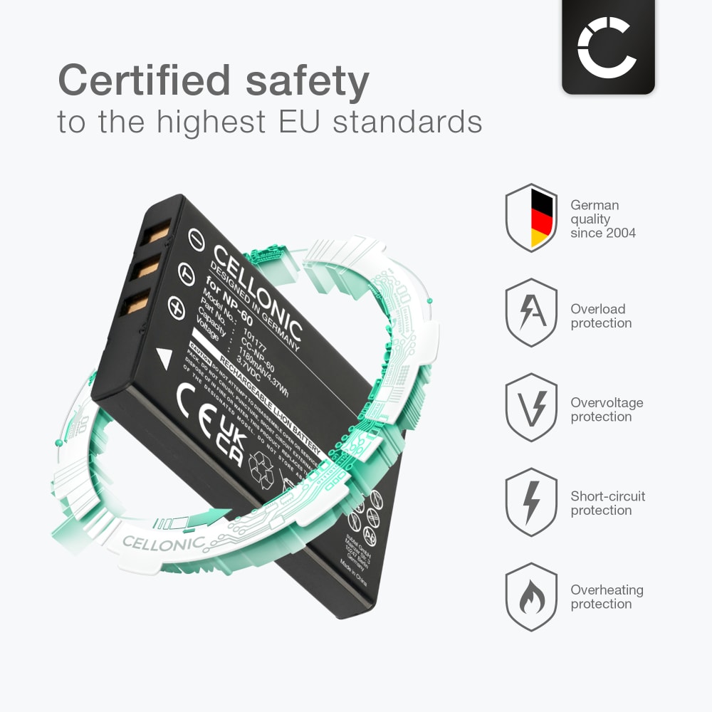 2x 1200mAh HP Camera Battery L1812A L1812B NP-60 R07