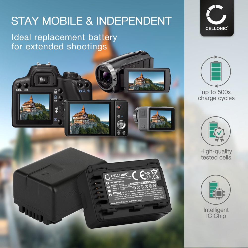 2x VW-VBK180 Battery for Panasonic HC-V777 HC-V180 HC-V380