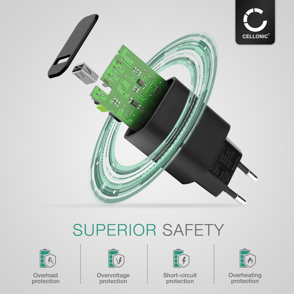 1 Port USB Lader for 1 USB Port 3A / 3000mA (220V - 240V) med 15W 3A 5V ...