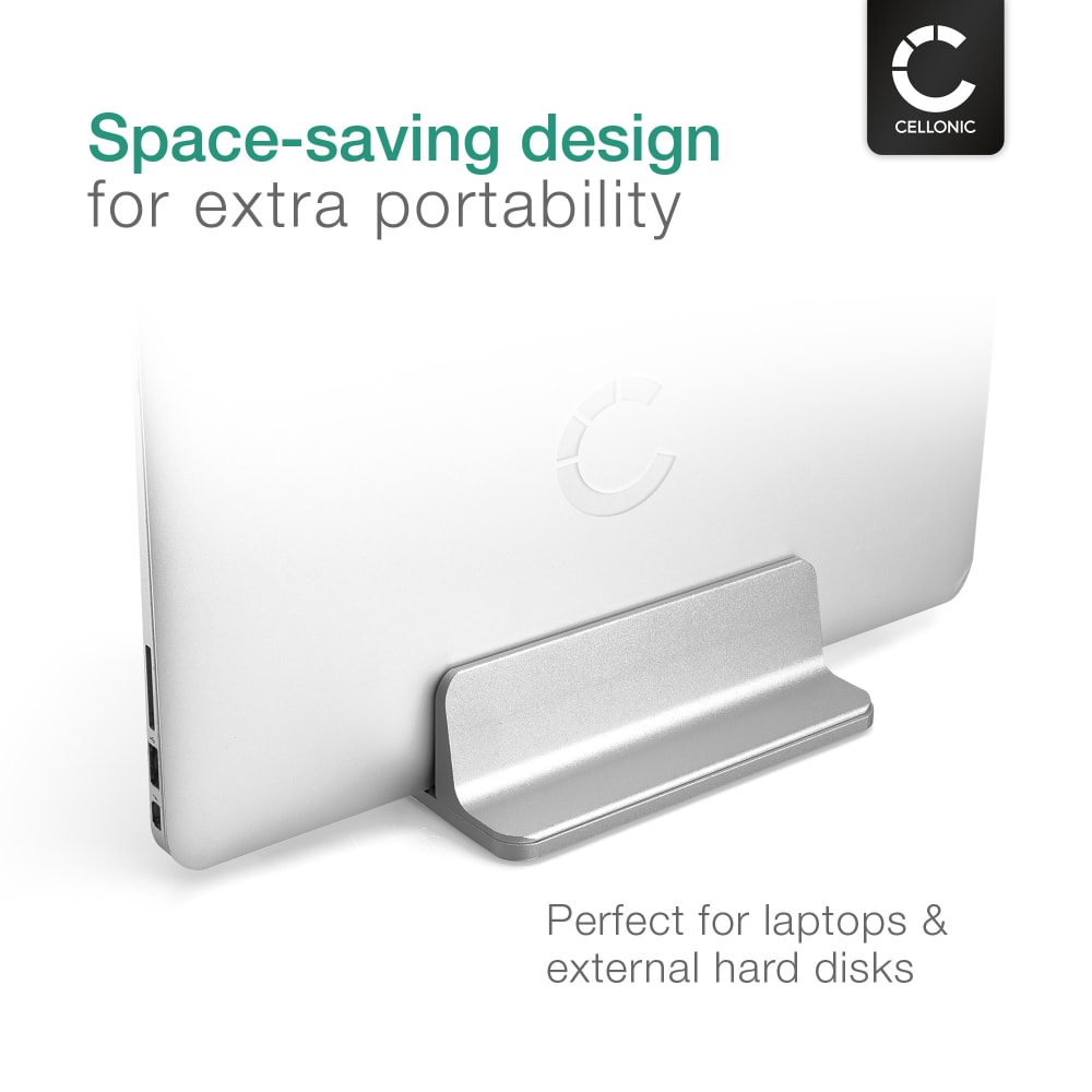 Vertical Laptop Stand for Desk - Upright Notebook Holder - Silver