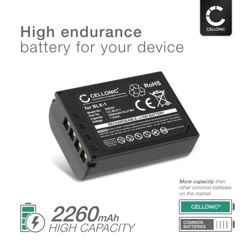 2260mAh Olympus Camera Battery BLX-1