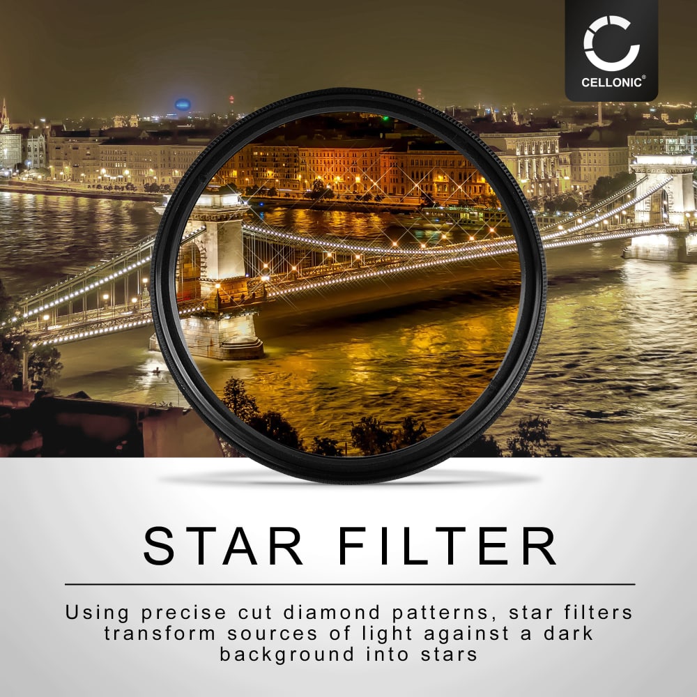 Star Filter for Ø 49mm (4 Point) Cross Filter, Starburst Effect