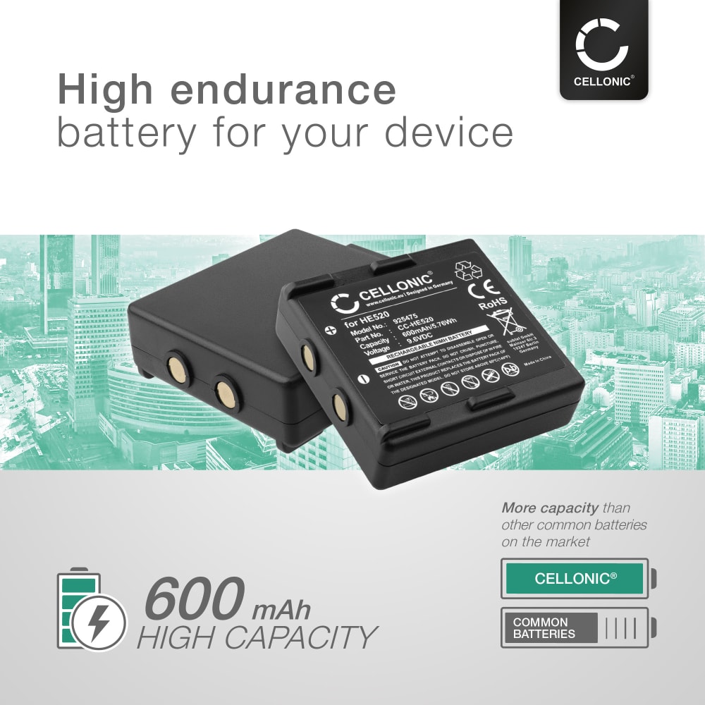 2x Hetronic Nova, Ergo, FBH300 Batteri til HE520, HT-02, FBH900, 68300530