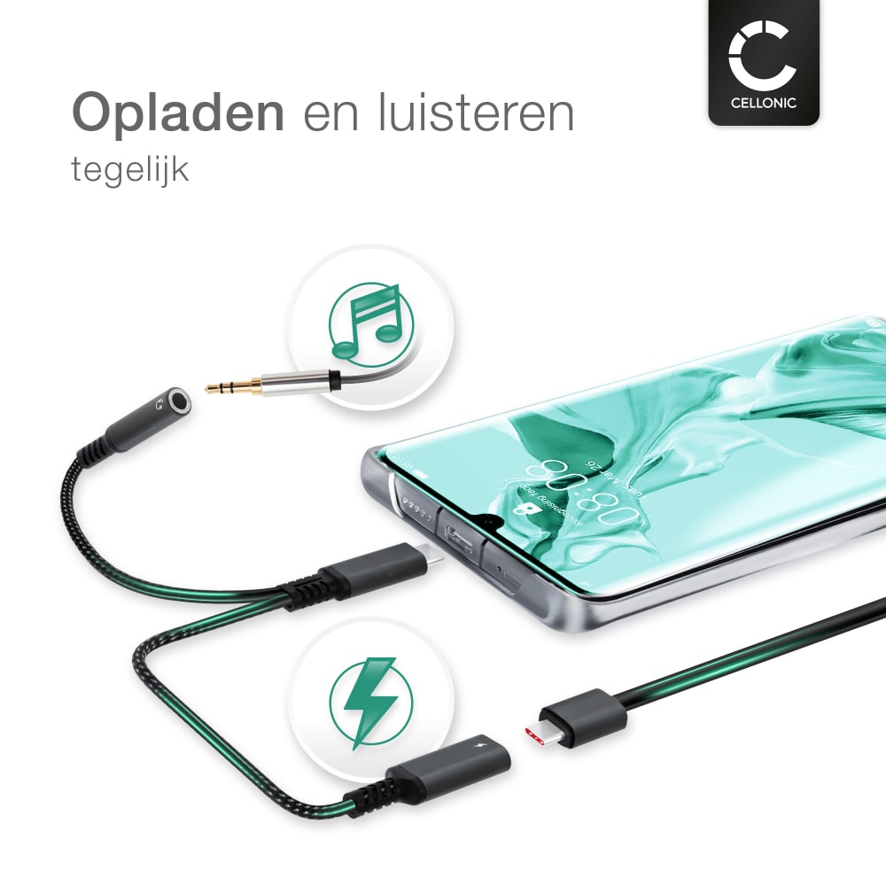 Adapter, splitter van USB-C naar jack/aux voor koptelefoon, iPhone