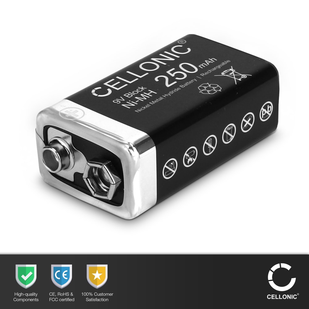 CELLONIC® ladattava 9V paristo, 250mAh, NiMH, 1.2V patteri