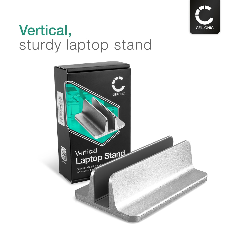 Vertical Laptop Stand for Desk - Upright Notebook Holder - Silver
