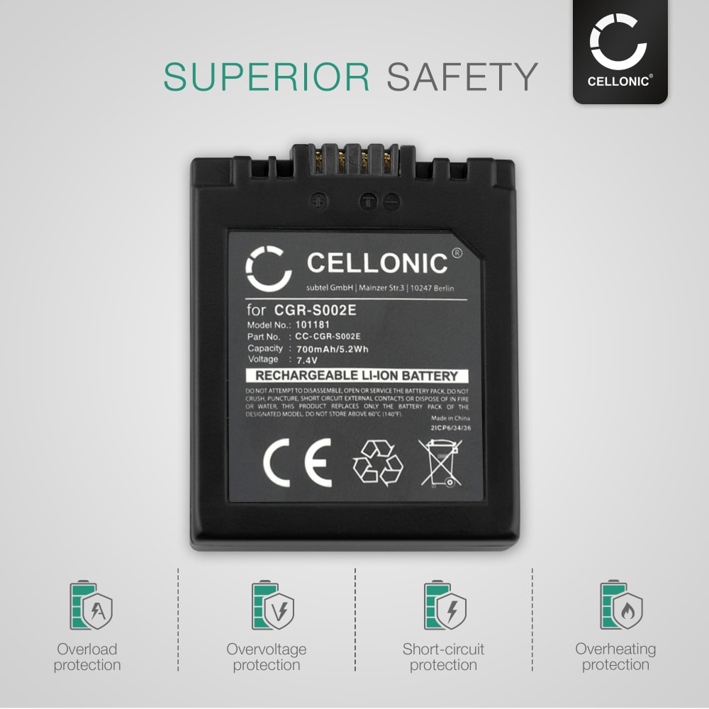 700mAh Panasonic Camera Battery CGA-S002e CGA-S002e-1B CGR-S002 DMW-BM7