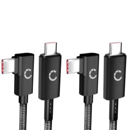 USB C to USB C 100w Cable L Shape Right Angle 1m - Black