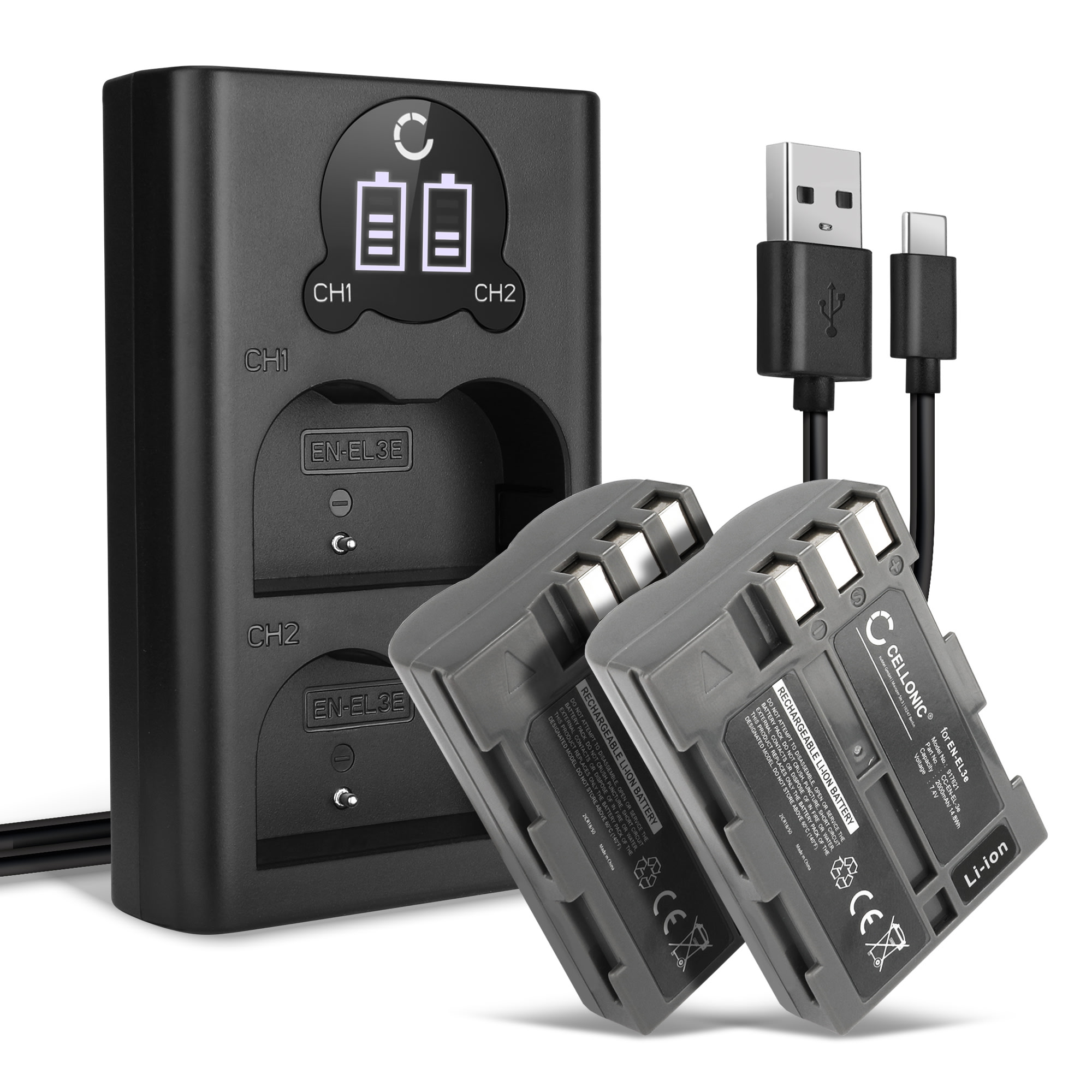 Batterie EN-EL3a EN-EL3e EN-EL3 pour Nikon D700, D70s, D80, D90