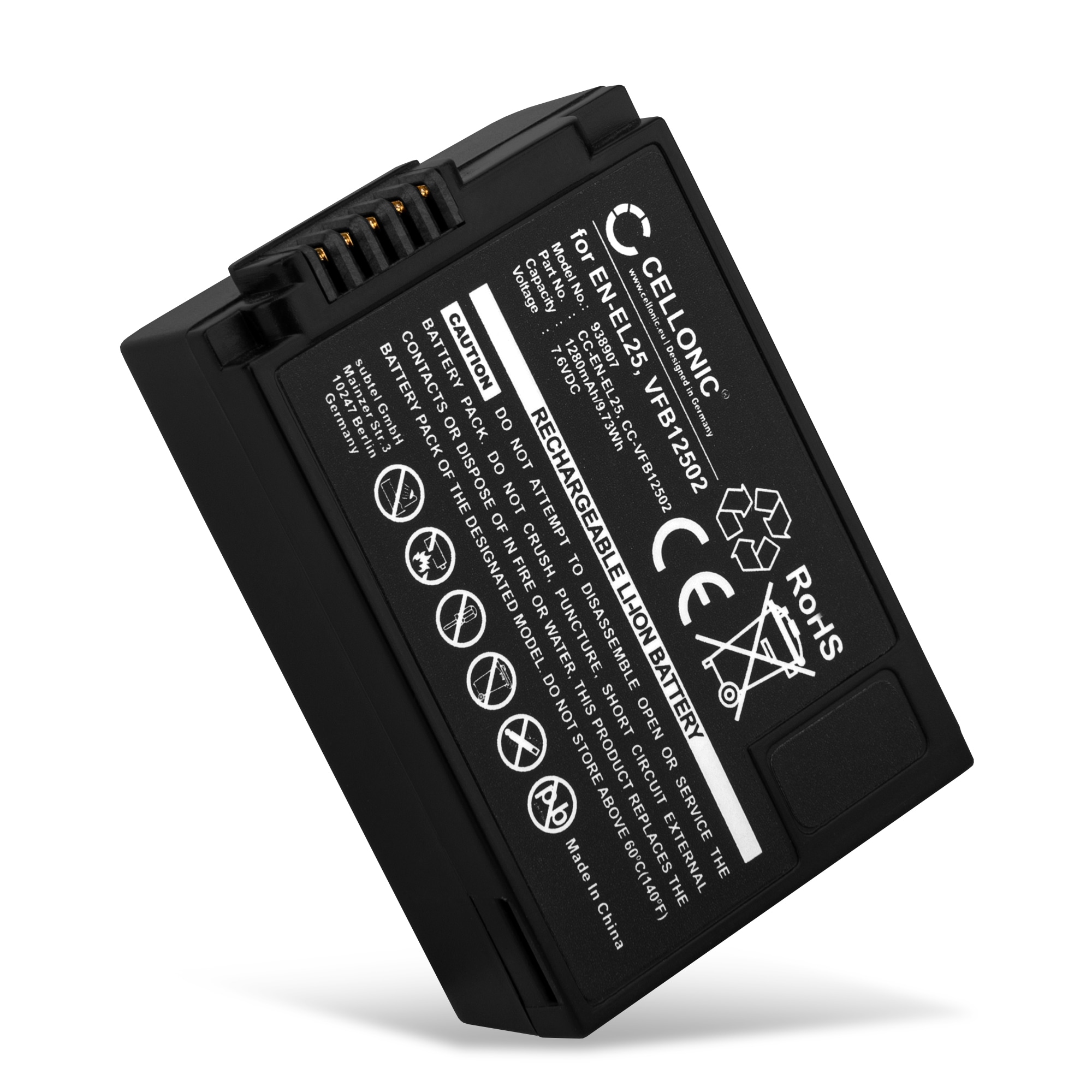 1280mAh Nikon Camera Battery EN-EL25, VFB12502