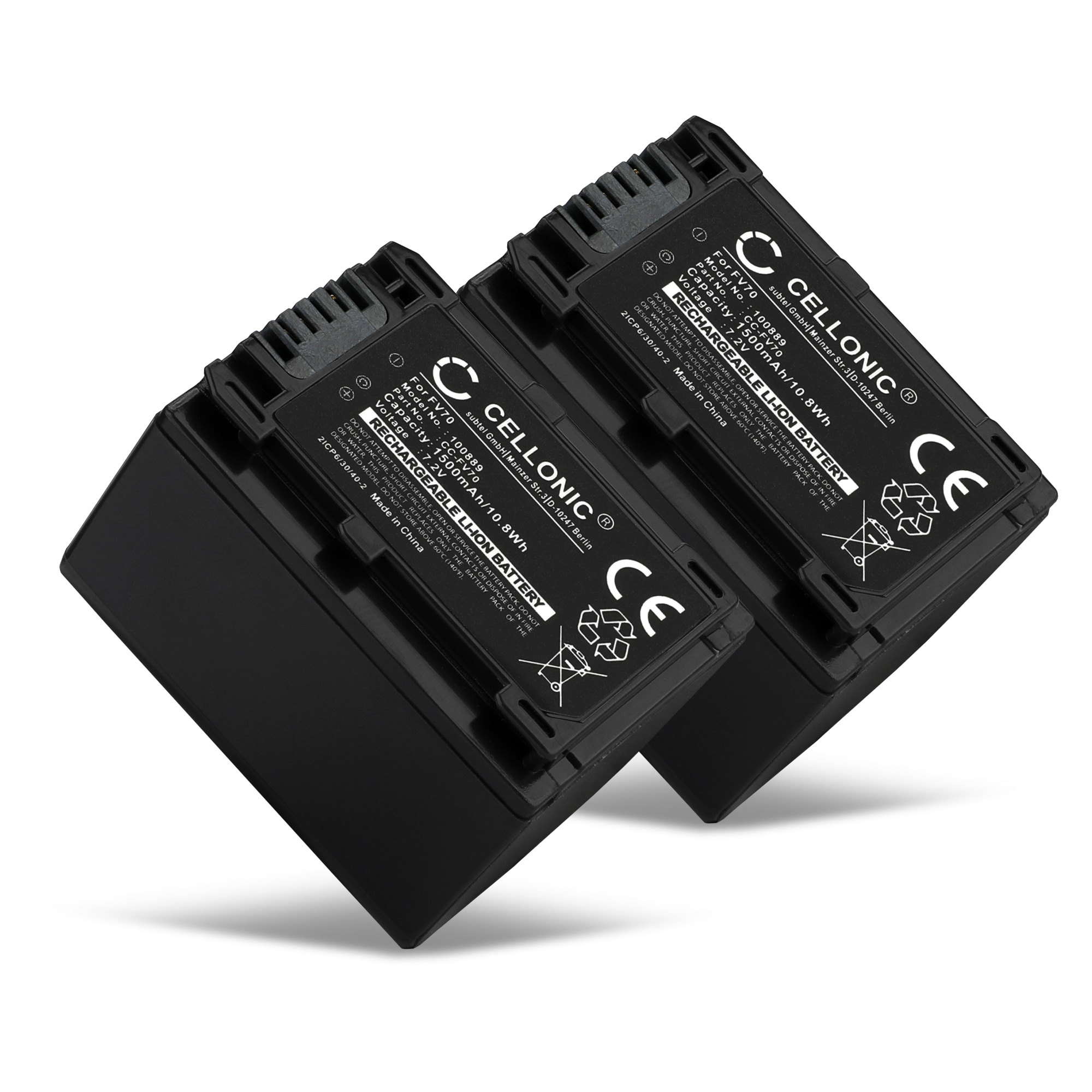 2x NP-FV70 NP-FV100 batteria 1500mAh per Sony