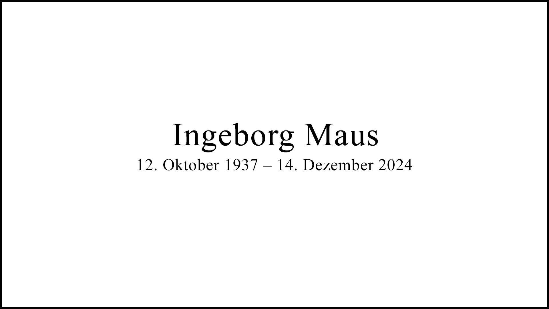 Zum Tod von Ingeborg Maus . Trauermeldung auf suhrkamp.de