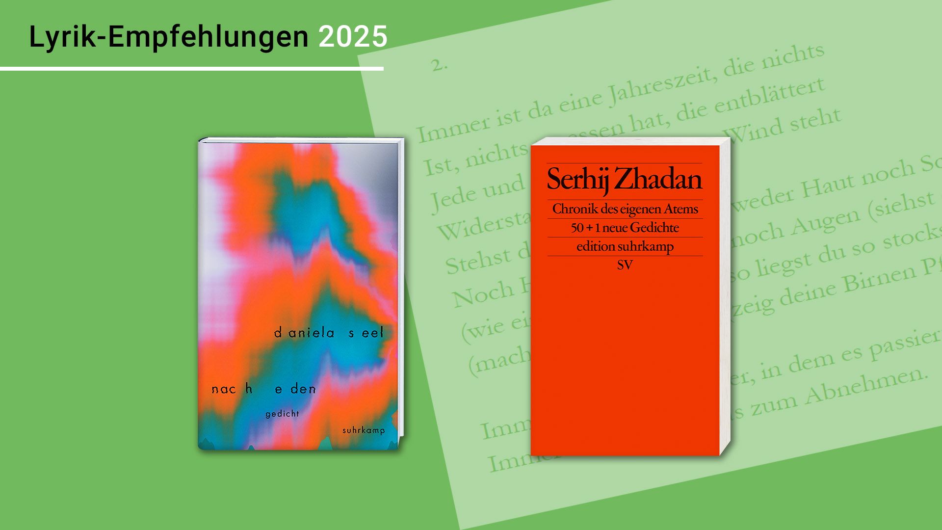 Daniela Seel und Serhij Zhadan sind Lyrik-Empfehlungen 2025. Nachricht ...