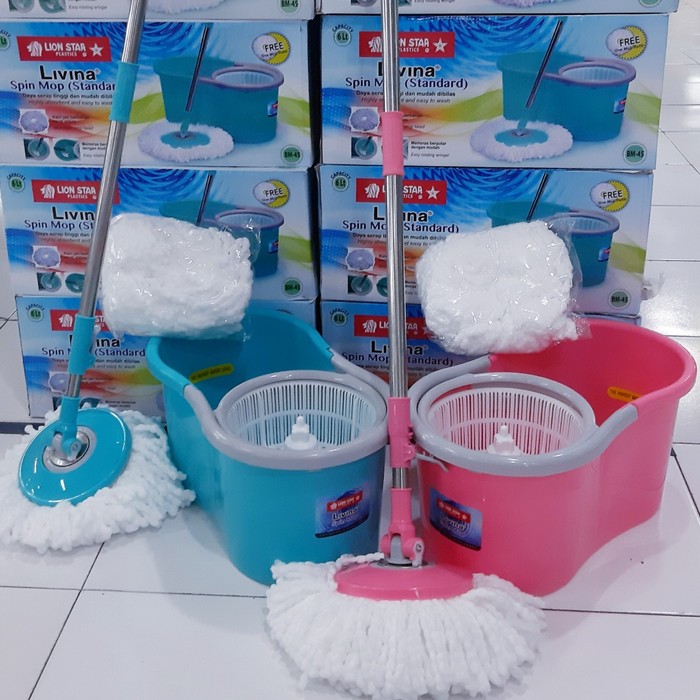 Jual Jual Alat Pel Lantai - Lion Star Livina Spin Mop Standard Set Bm ...