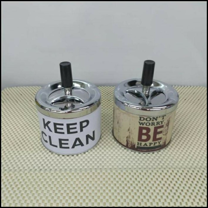 Jual Jual Asbak Unik Cafe Tekan Putar Stainless Steel Ashtray Keep ...