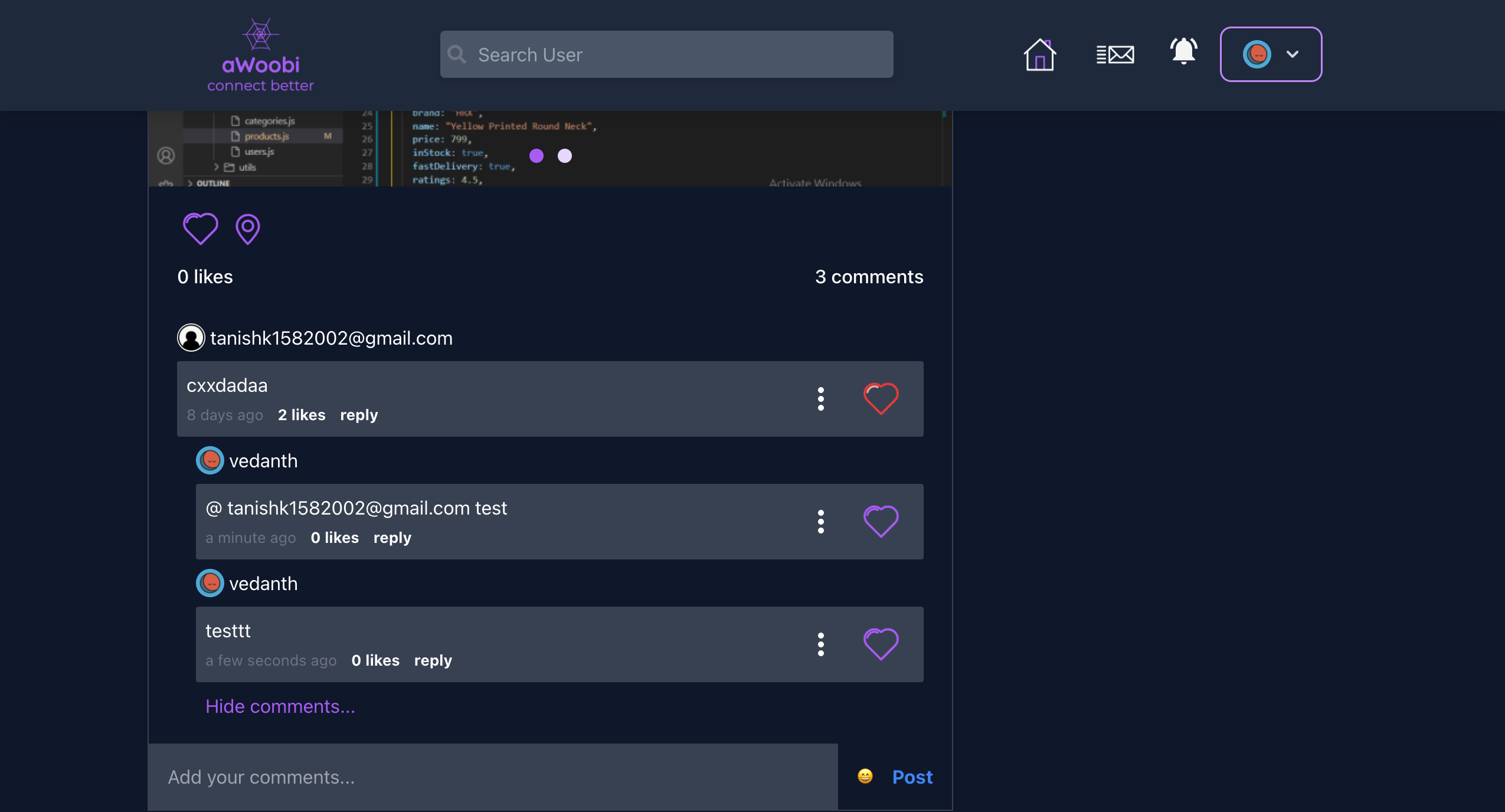 GitHub - VedanthB/aWobbi: aWobbi is a social media application built with React/Babel (Client ...