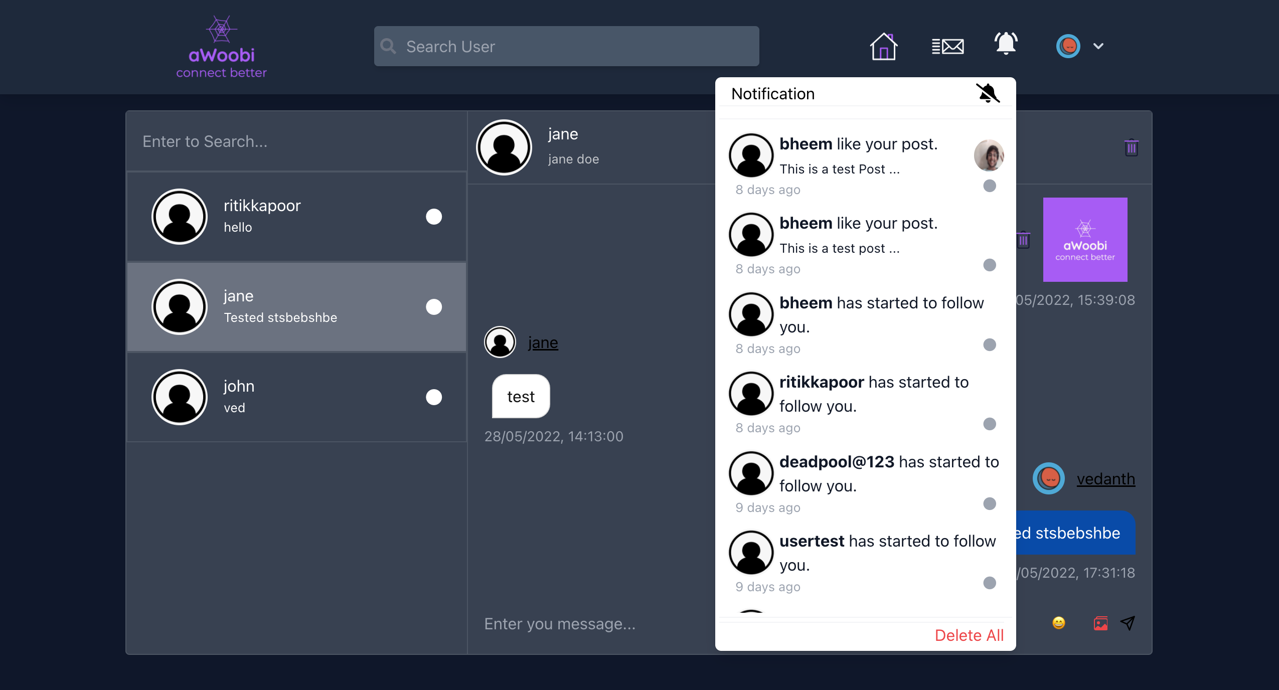 GitHub - VedanthB/aWobbi: aWobbi is a social media application built with React/Babel (Client ...