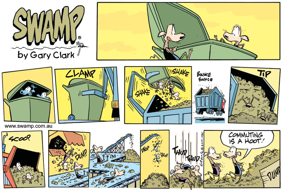 Rats Jump into Skip Bin - Swamp Cartoons