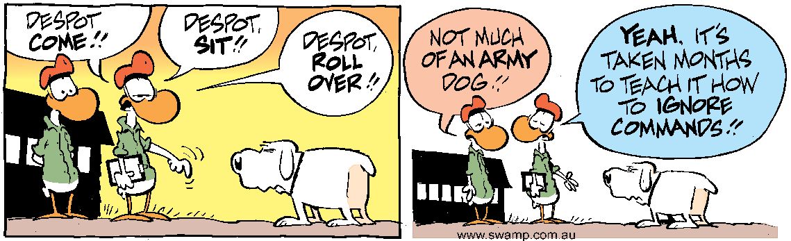Despot Dog Ignores Commands - Swamp Cartoons