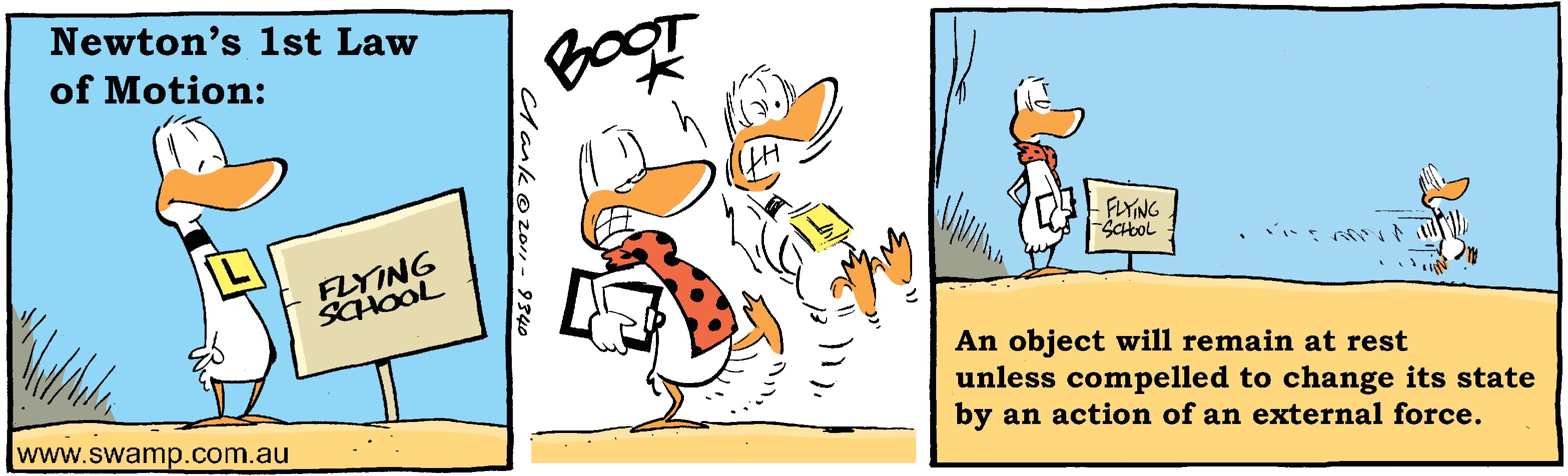 Ding Duck Law of Motion Comic - Swamp Cartoons