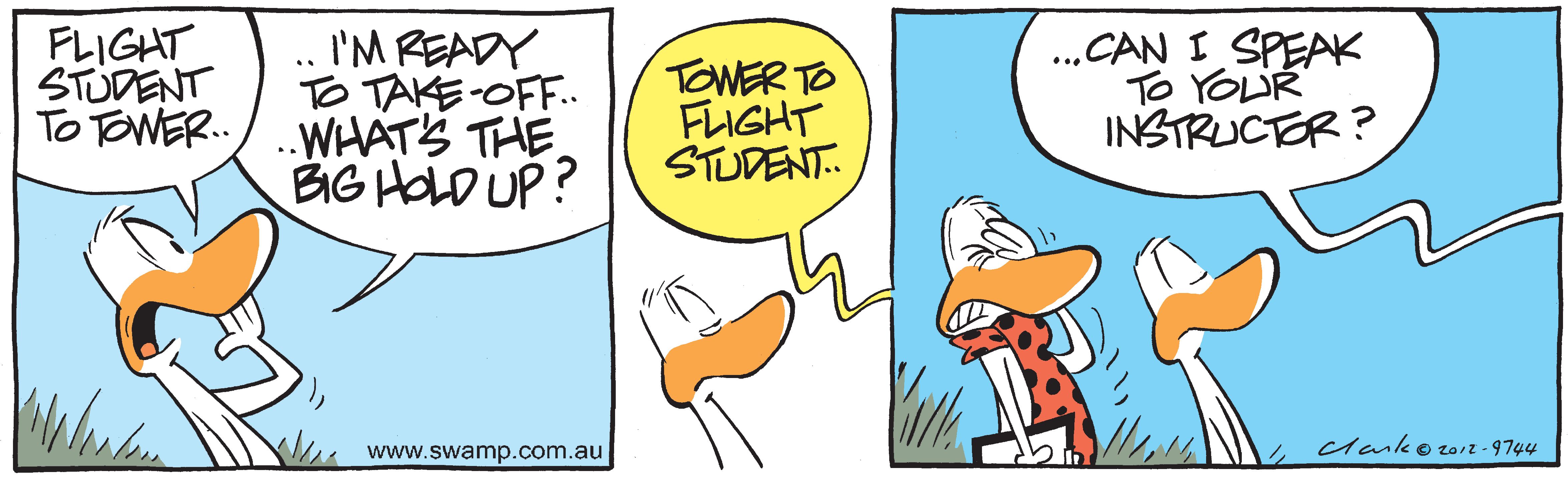 Flight Student to Tower - Swamp Cartoons