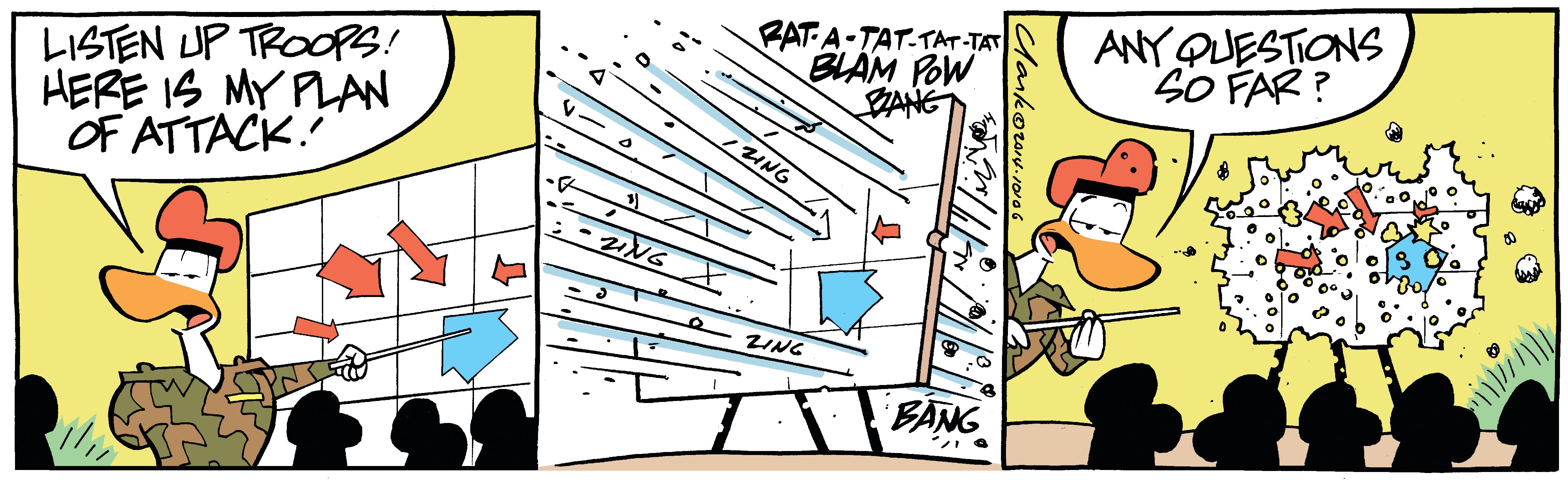 Army Duck Battle Plan Comic - Swamp Cartoons