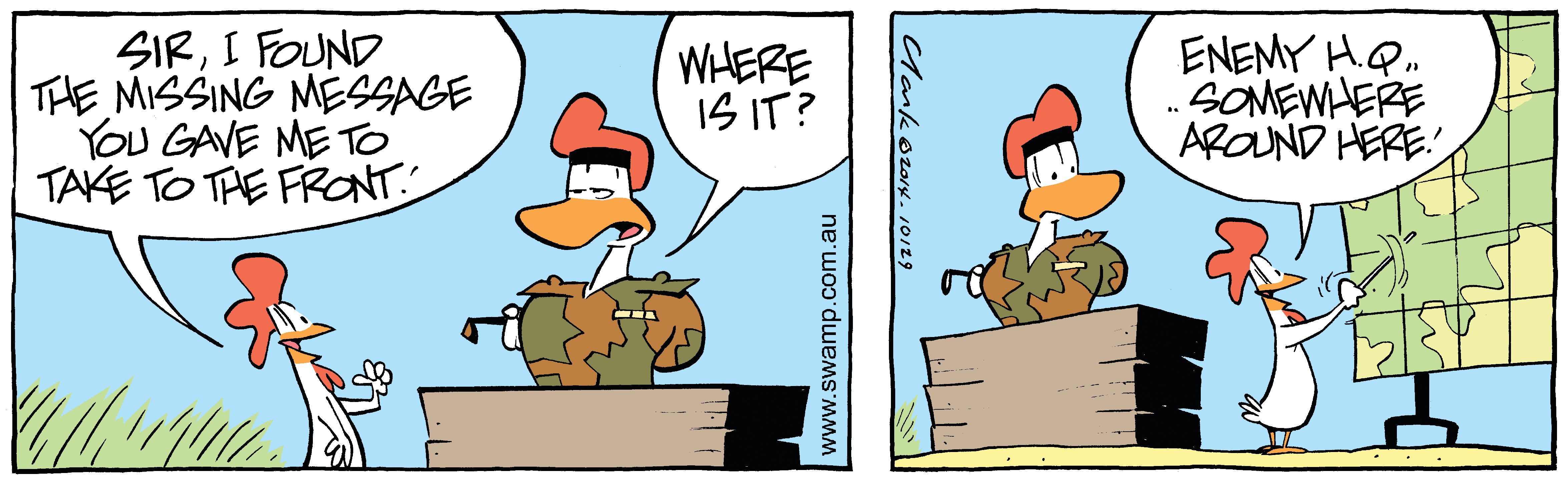 Army Duck Missing Message Comic - Swamp Cartoons
